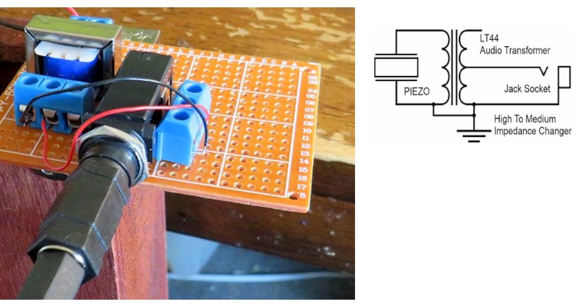 Piezo guitar test using audio transformer.